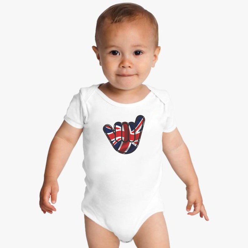 UK Union Jack Hang Loose Shaka Hand Flag Baby Grow - Etsy