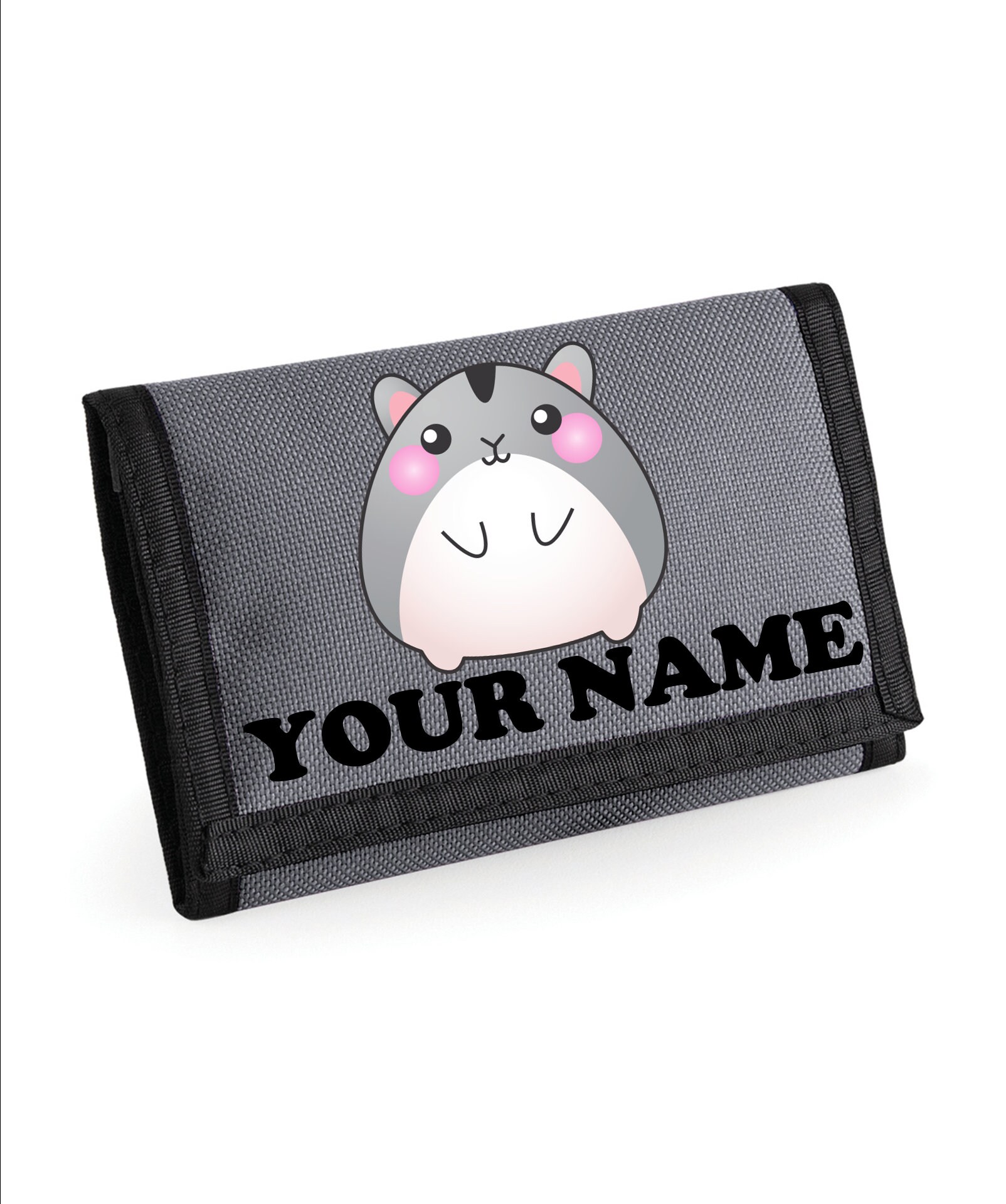 Personalised Grey Hamster Kawaii Wallet/purse - Add Your Name, Custom ...
