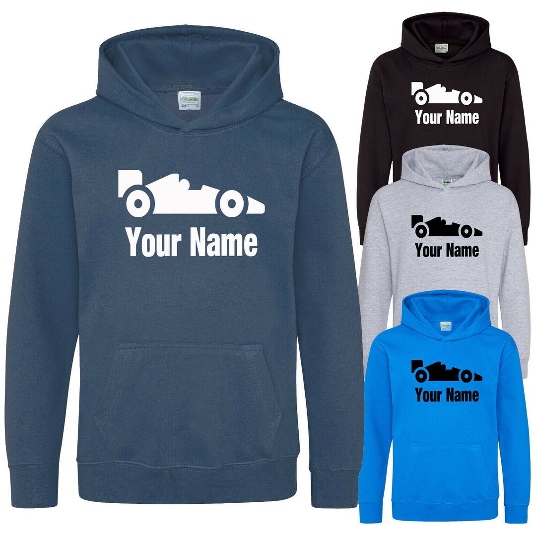 Personalised Kids Race Car Formula One Hoodie - Add Your Name! - Etsy