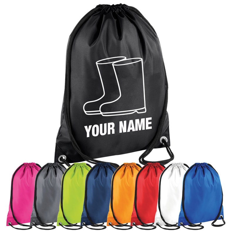 Personalised Wellington Boots (wellies) Drawstring Bag - Custom PE Gym ...