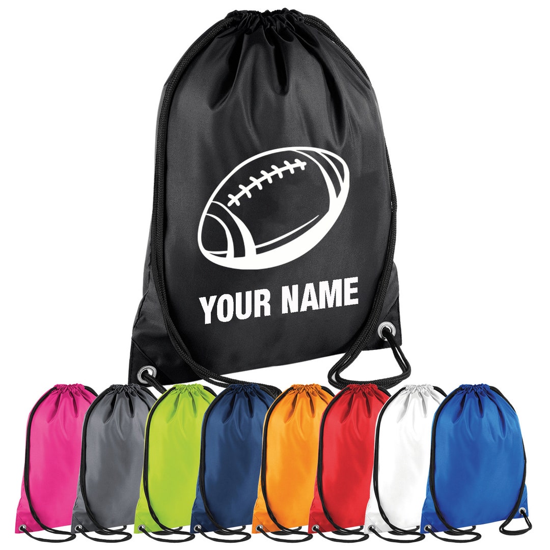 Personalised American Football Drawstring Bag - Custom PE Gym Sports ...