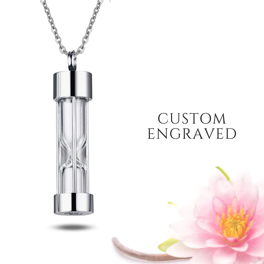 Urn Necklace for Human Ashes Custom Engraved | Hourglass Urn Necklace ...