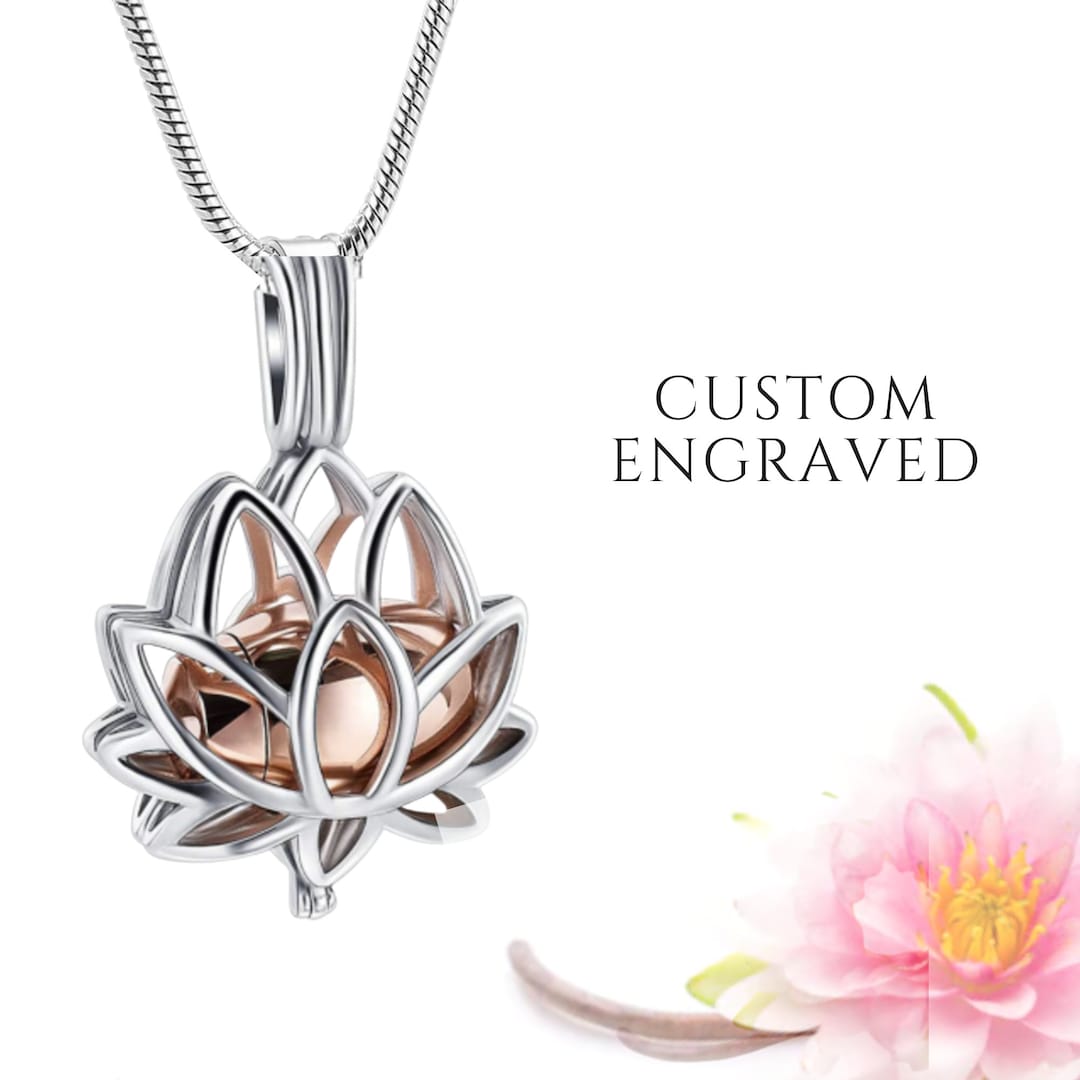 Lotus Flower Urn Necklace | Lotus Flower Cremation Jewelry | Cremation ...