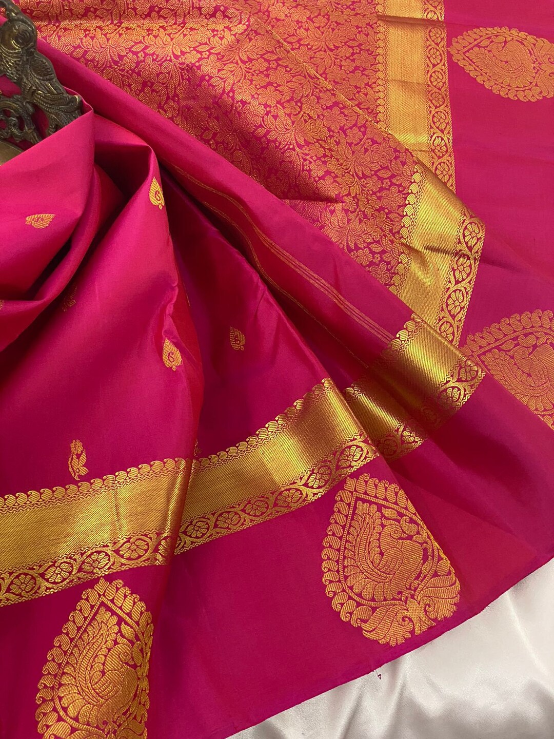 Silk Mark Certified Pure Kanjivaram Silk Saree Green With Weaving Butta ...