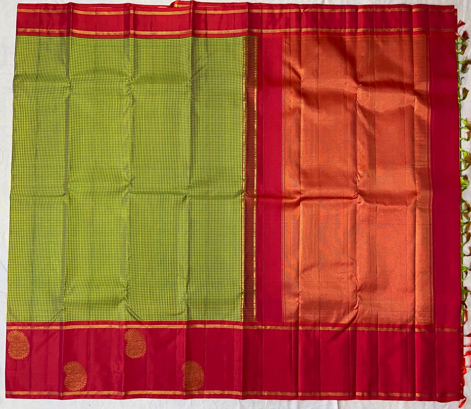 Silk Mark Certified Pure Kanjivaram Silk Saree Green With Weaving Butta ...