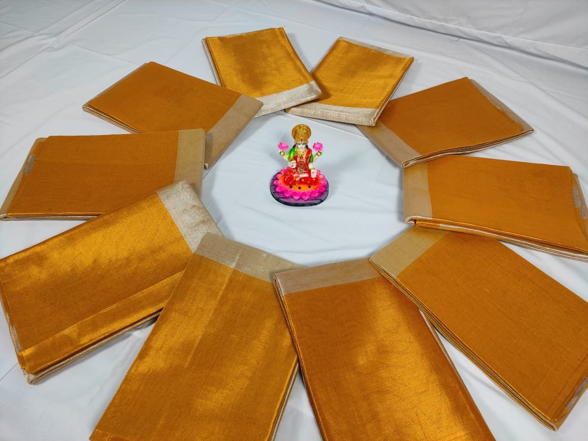 Beautiful Pure Uppada Gold Silver Tissue Saree Big Border 3 Sisters ...