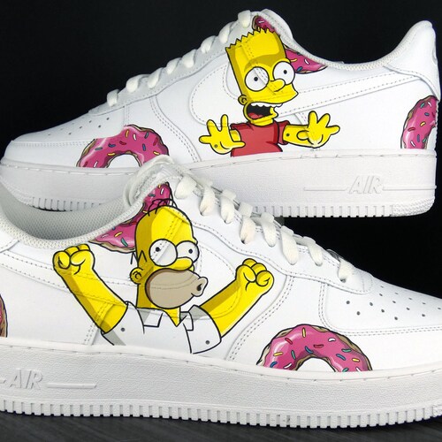 The Simpsons Nike Air Force 1 Donut Custom Shoes Hand Painted - Etsy