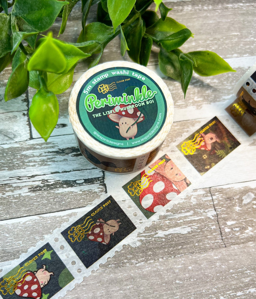 Periwinkle the Little Mushroom Boi ~ Gold Foil Stamp Washi Tape ...