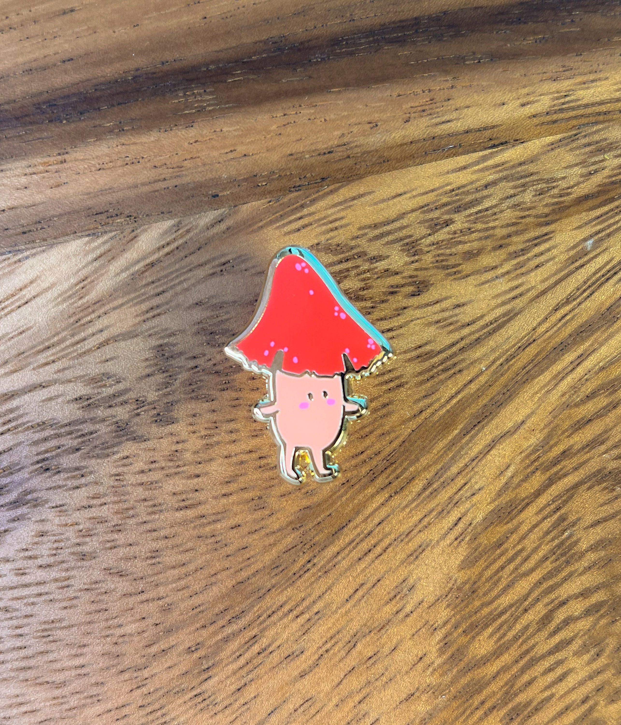 Huey the Pink Mushroom ~ Hard Enamel Pin ~ Mushroom Friend Pin ~ Gold ...