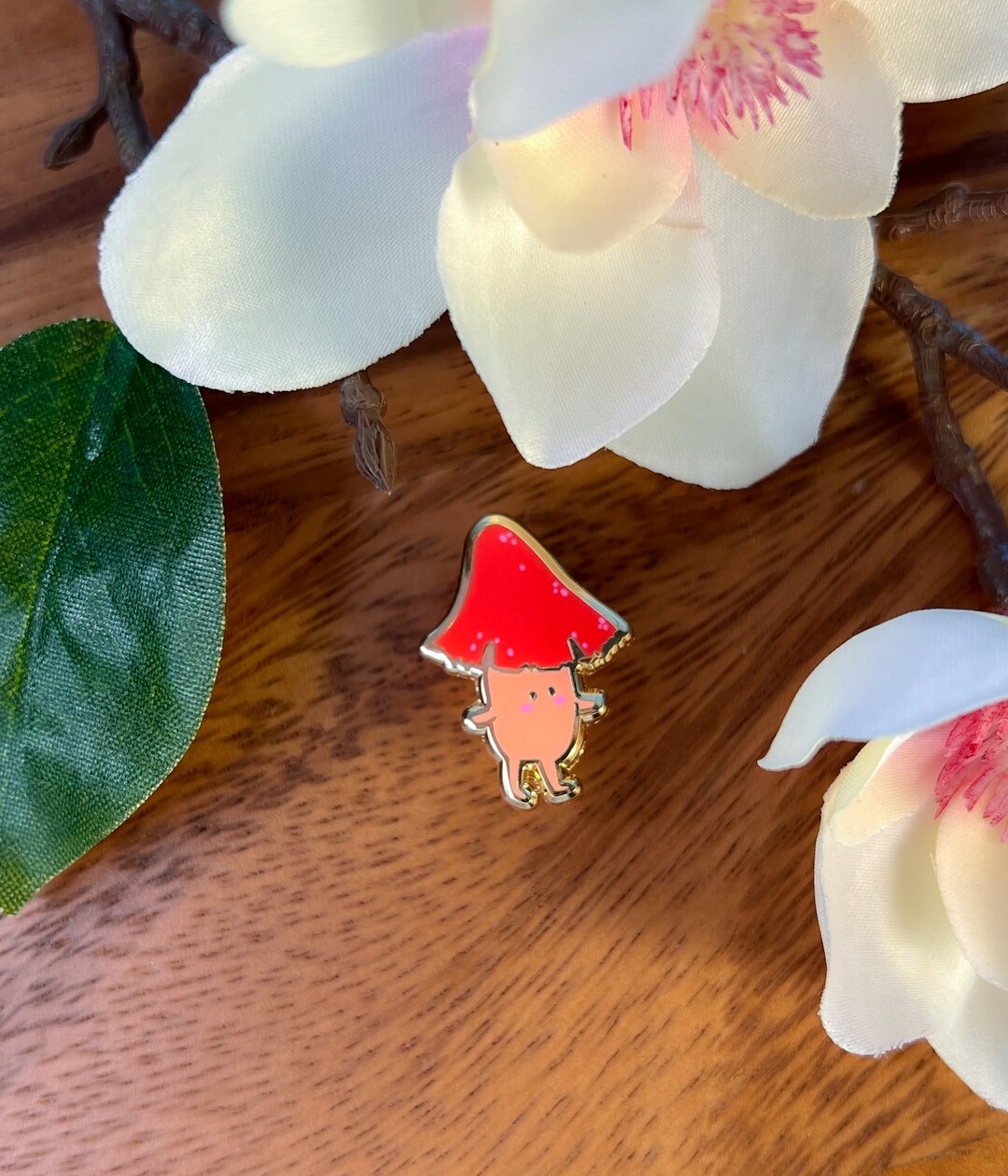 Huey the Pink Mushroom ~ Hard Enamel Pin ~ Mushroom Friend Pin ~ Gold ...