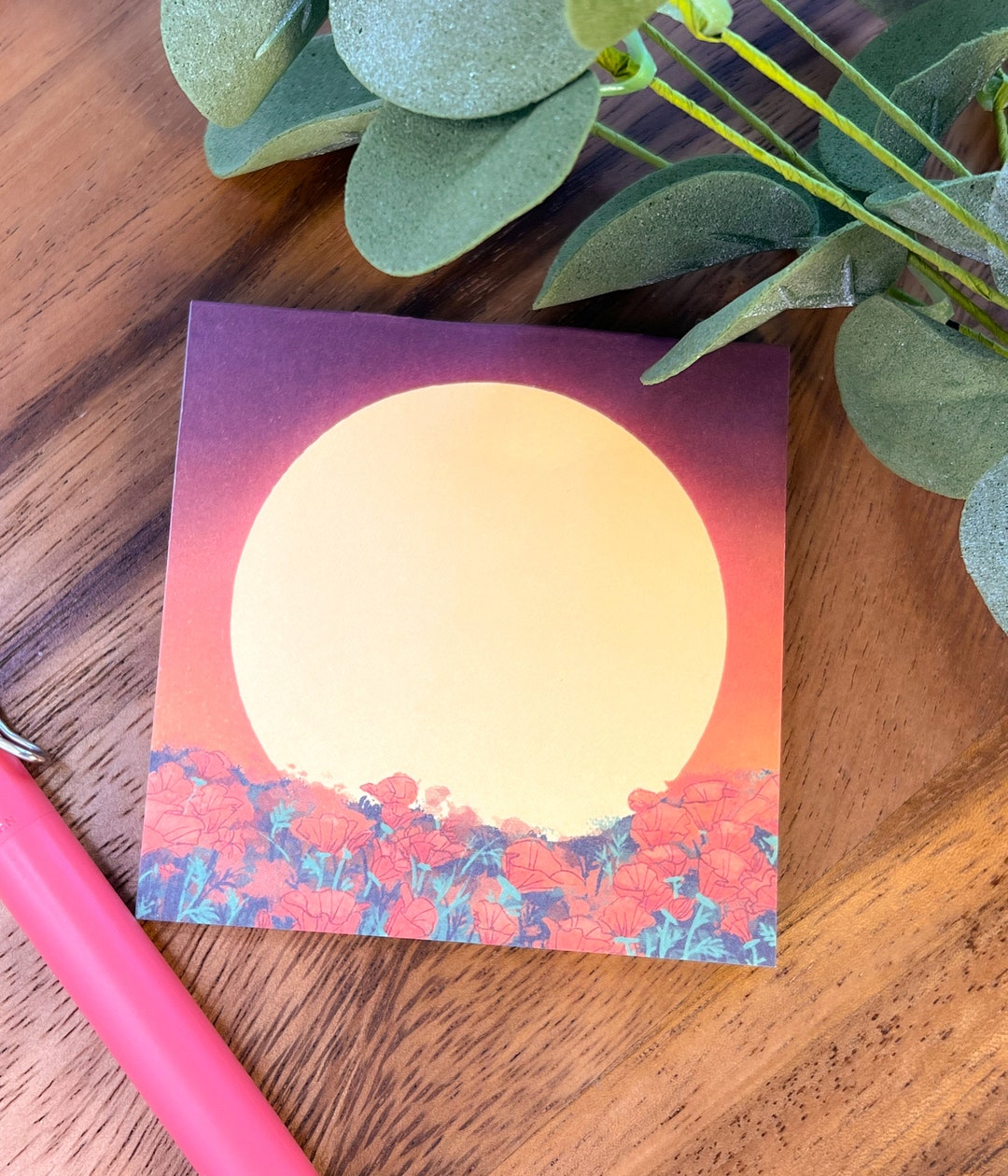 Poppy Sunset Sticky Notes Cute Notepad Stationery Notepad Letter Paper ...
