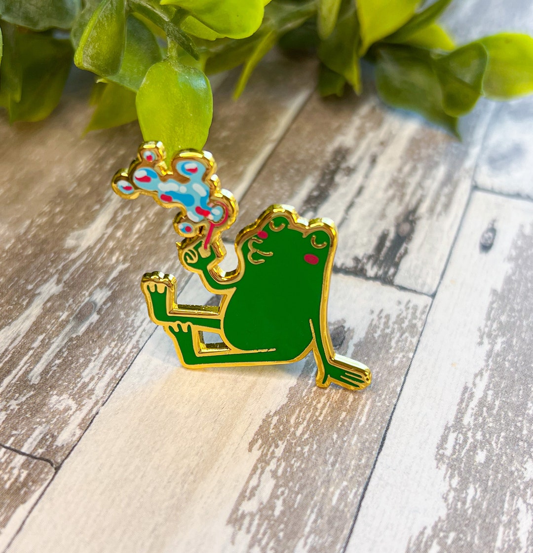 Bubble Frog Hard Enamel Pin Cute Gold Plated Badge - Etsy