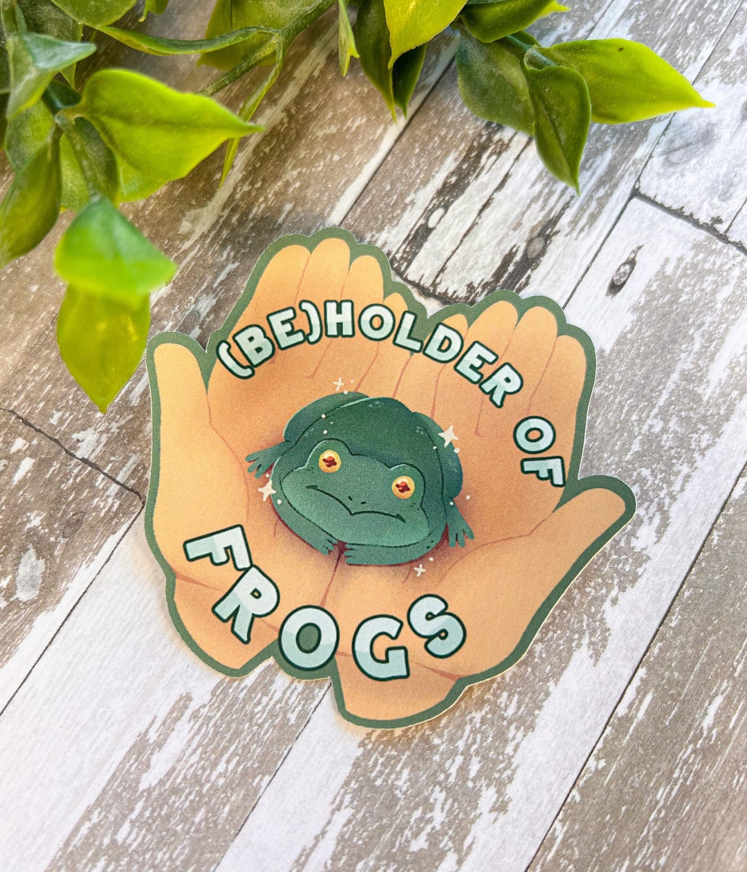 A beholder of Frogs 3 Vinyl Sticker Sticker for Water Bottle Laptop ...