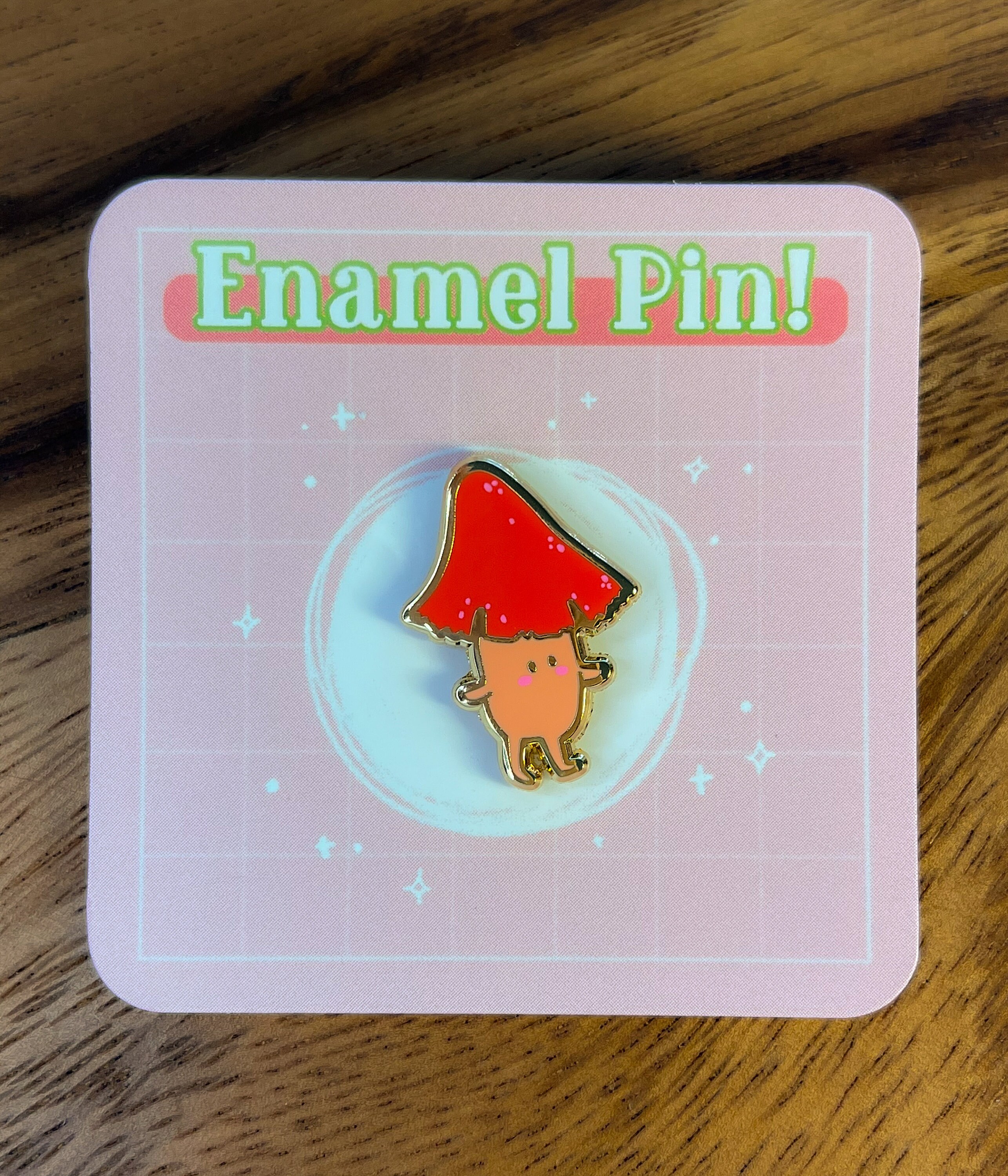 Huey the Pink Mushroom ~ Hard Enamel Pin ~ Mushroom Friend Pin ~ Gold ...