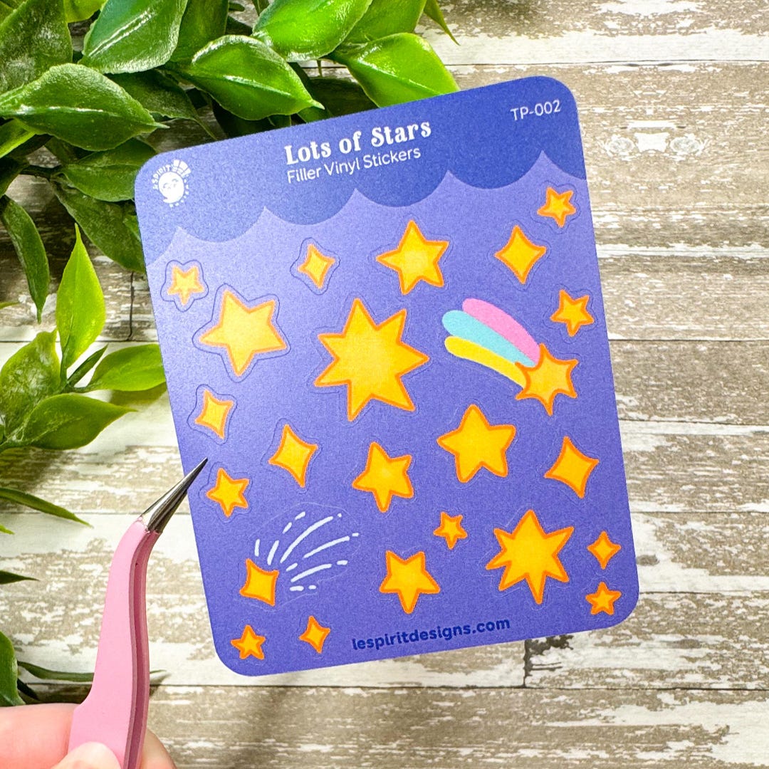 Lots of Stars ~ Filler Vinyl Stickers ~ Mini Sticker Sheet ~ Water ...