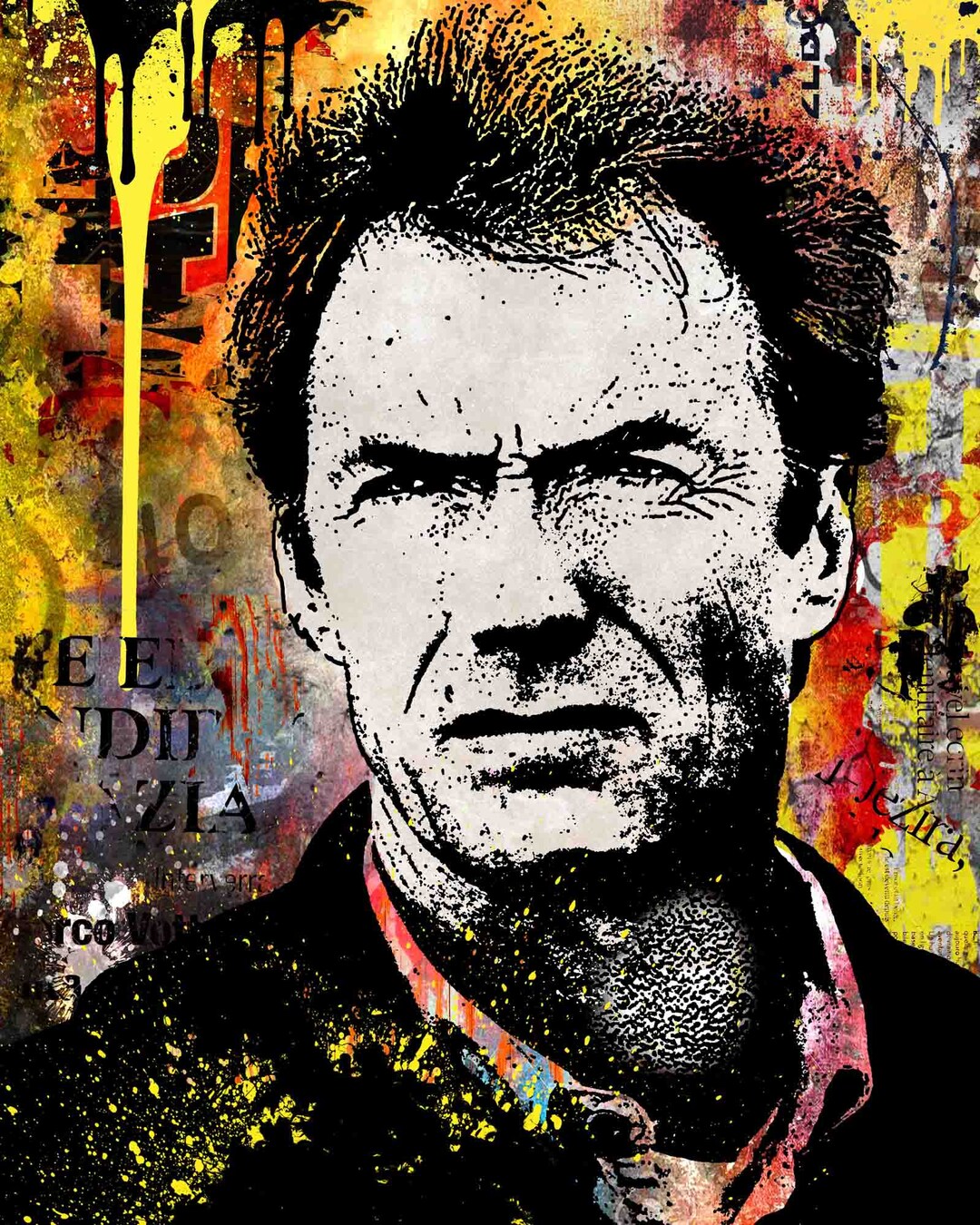 Clint, Poster, Vintage Clint Eastwood Art Print - Iconic Hollywood ...