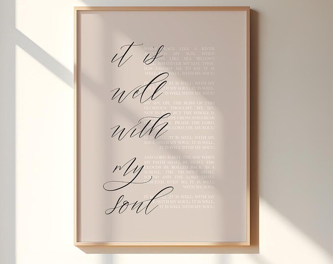 It is Well With My Soul Hymn Lyrics Print Canvas Poster Farm Vintage ...