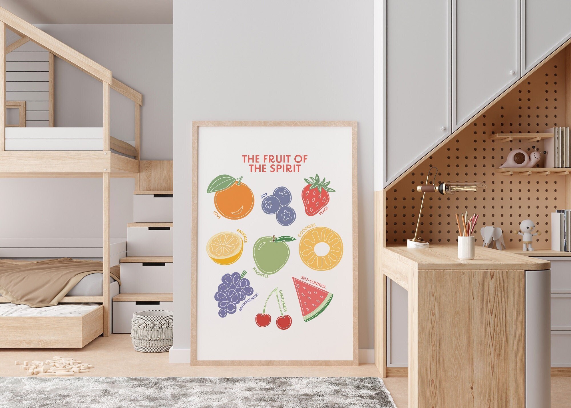 Fruit of the Spirit Wall Art for Kids Room - Christian Nursery Decor ...