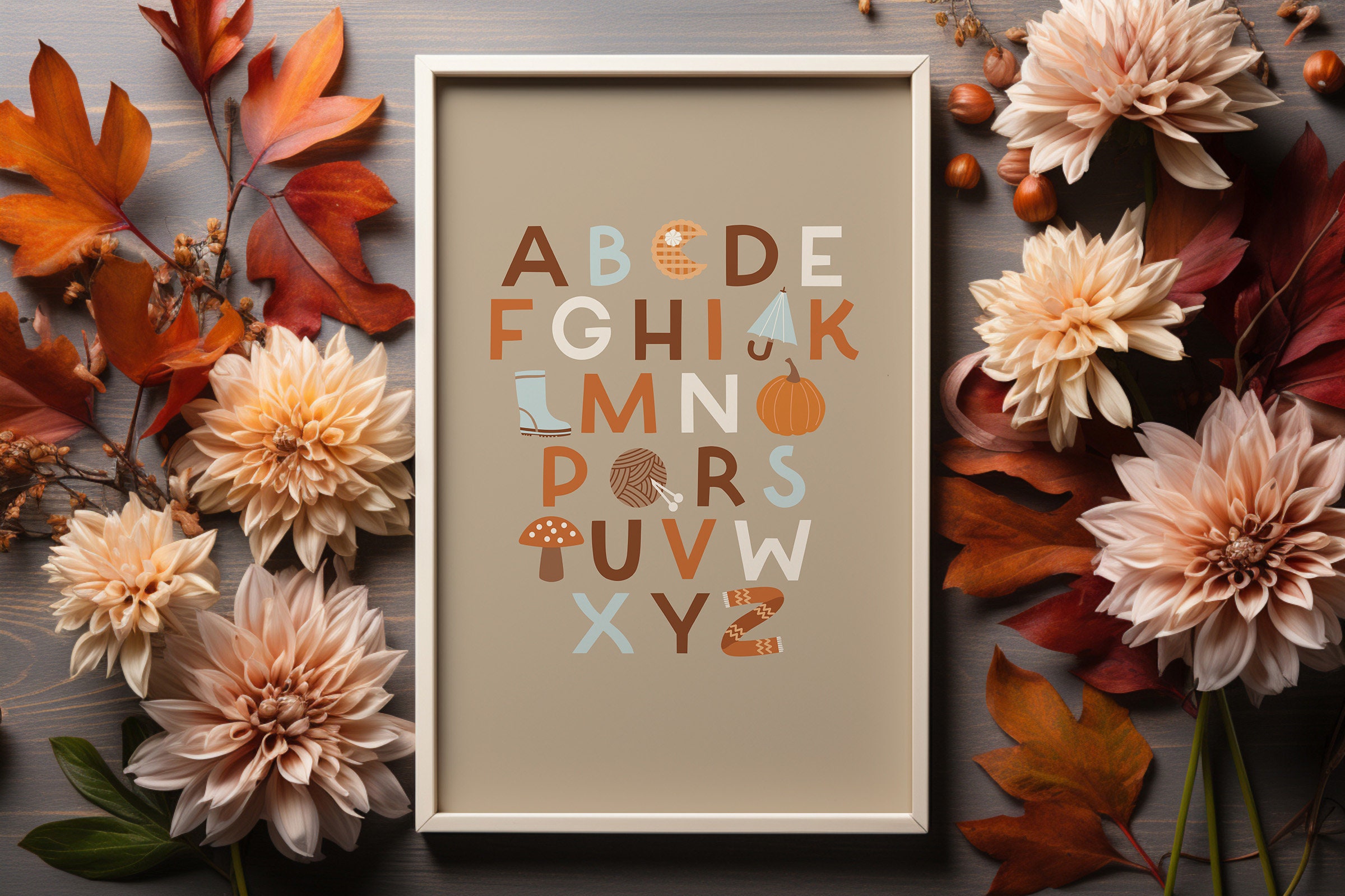Autumn ABC Alphabet Poster - Educational Classroom Wall Print - Back to ...