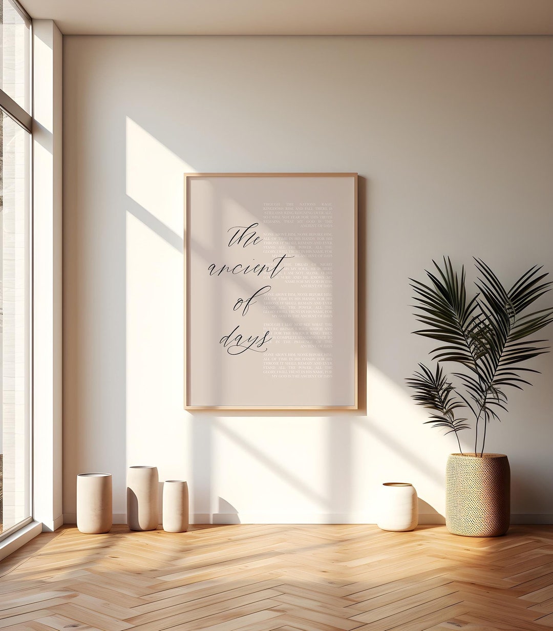 Christian Wall Art Print - Ancient of Days Hymn Calligraphy Decor ...