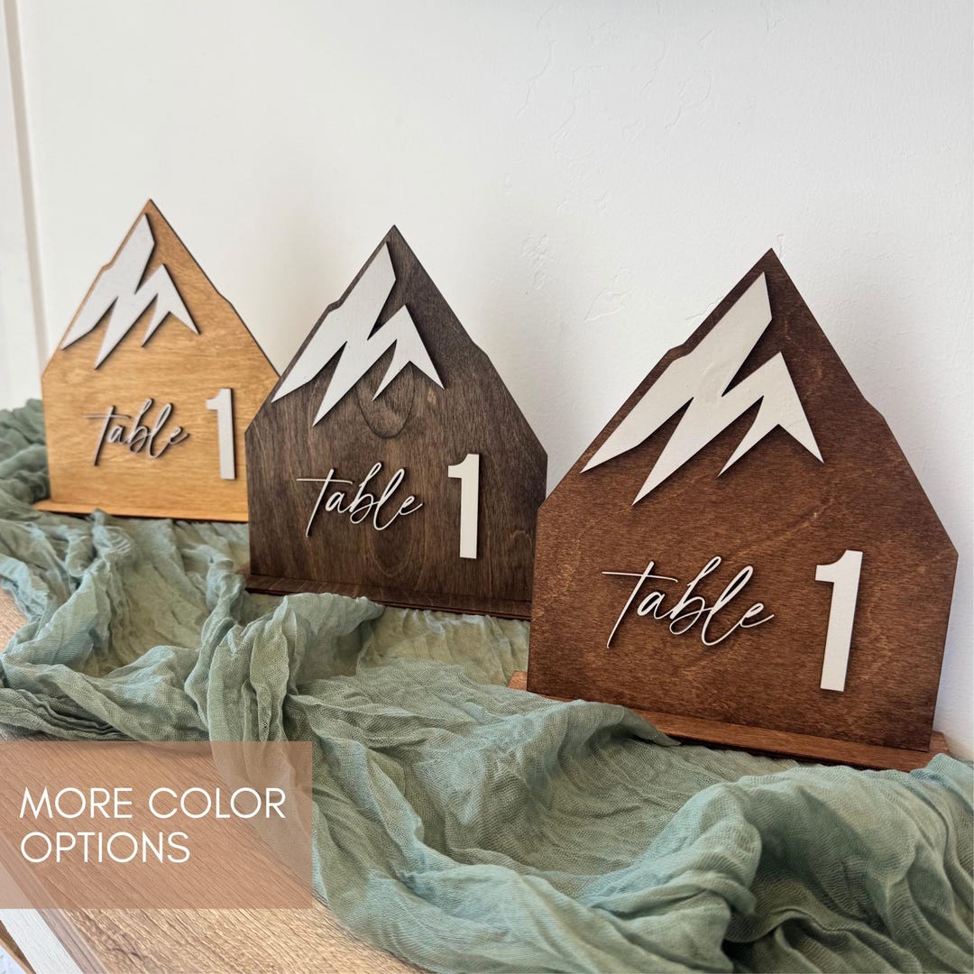 Wood Mountain Table Number Signs Custom Wedding Table Decor Rustic ...