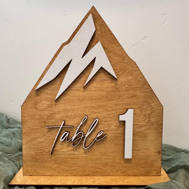 Wood Mountain Table Number Signs Custom Wedding Table Decor Rustic ...