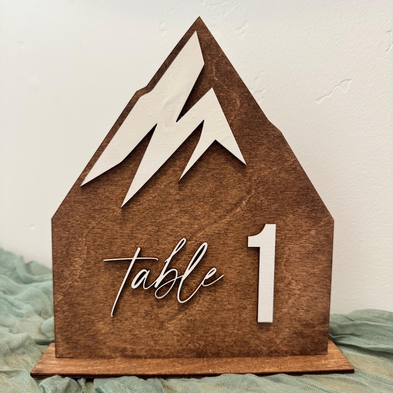 Wood Mountain Table Number Signs Custom Wedding Table Decor Rustic ...