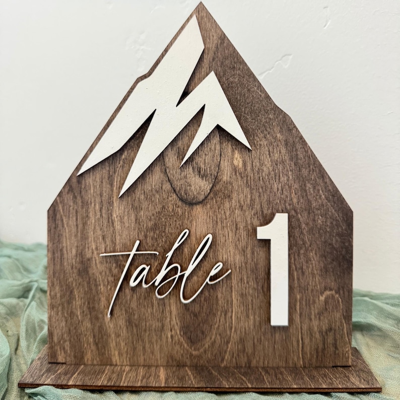 Wood Mountain Table Number Signs Custom Wedding Table Decor Rustic ...