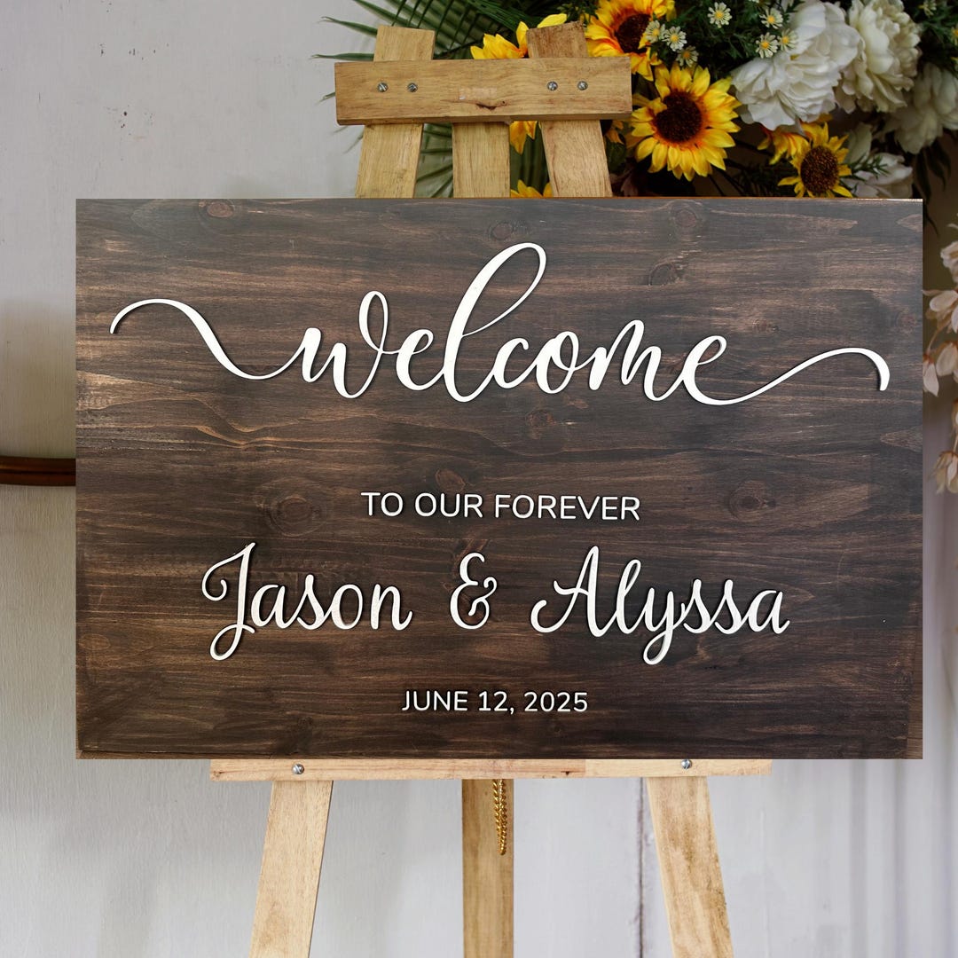 Custom Wedding Welcome Sign 3D Raised Wood Letter Wedding Sign With ...
