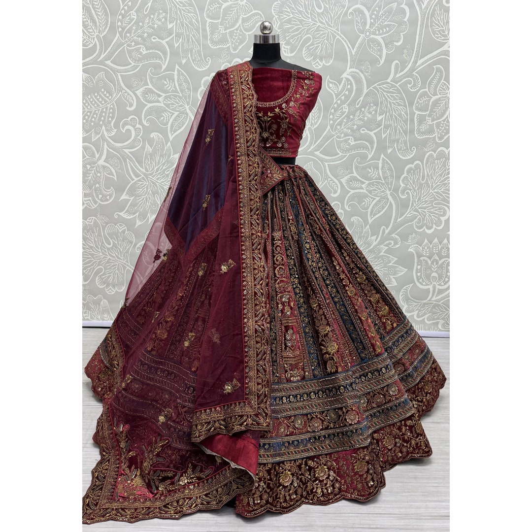 Wedding Special Wear Heavy Embroidered and Multi Color Velvet Kali ...