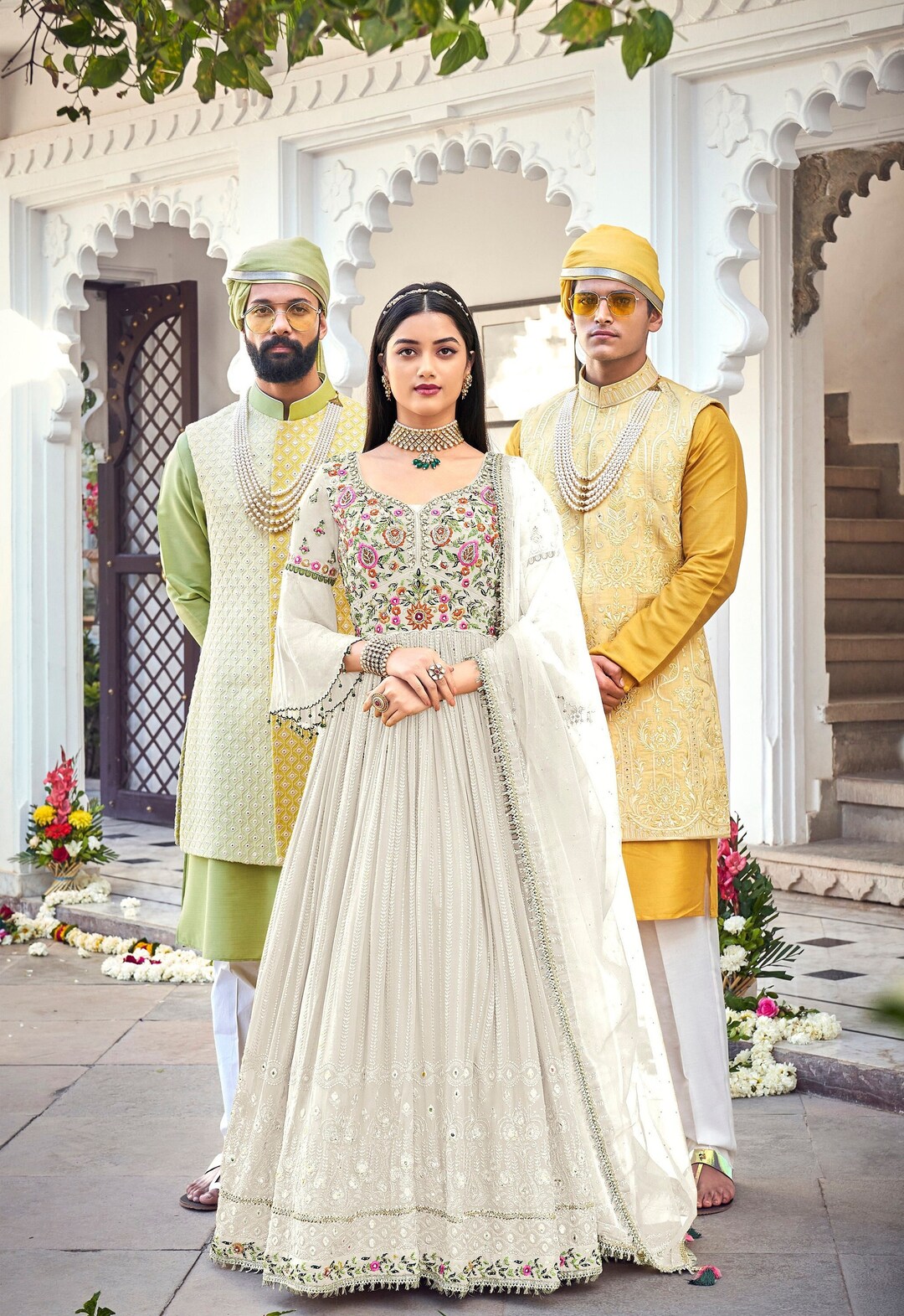 Pakistani Reception White Colour Salwar Suit With Embroidered - Etsy