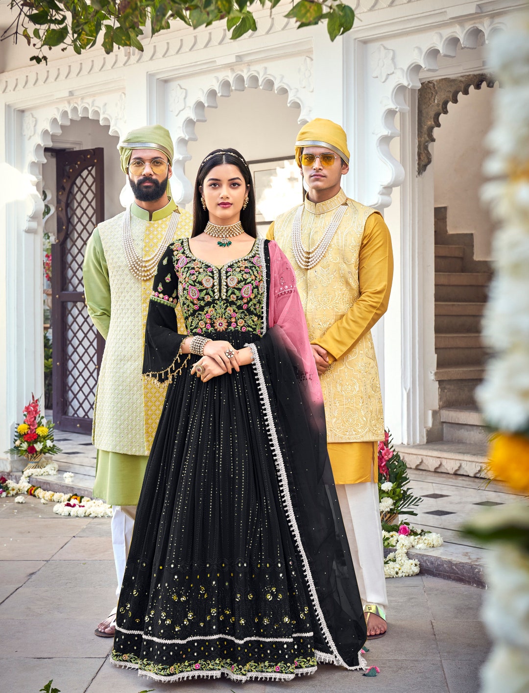 Pakistani Reception Black Colour Salwar Suit With Embroidery Work ...