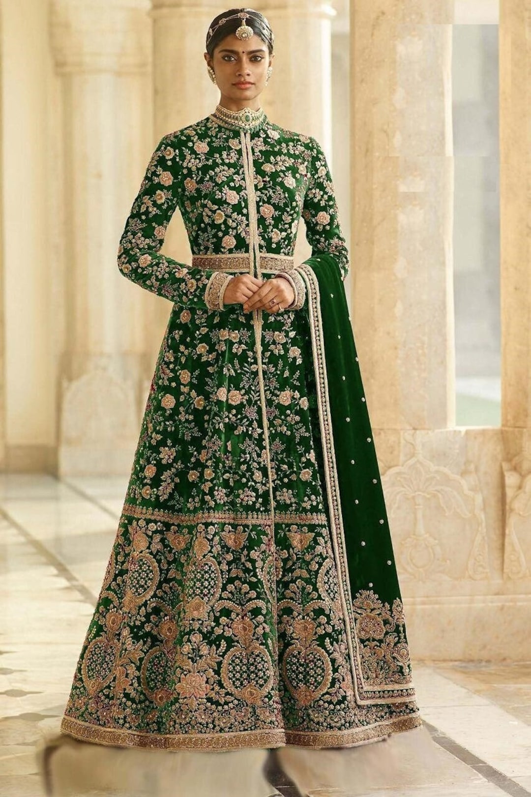 Pakistani Green Wedding Dress for Women Designer Velvet Dress - Etsy