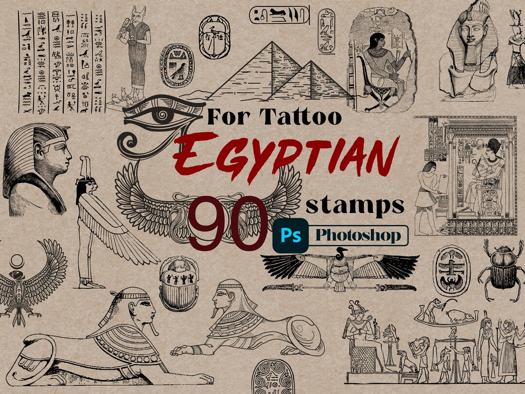 Photoshop 90 Egypt Stamps Tattoo Brush Myhology Leon Ancient - Etsy