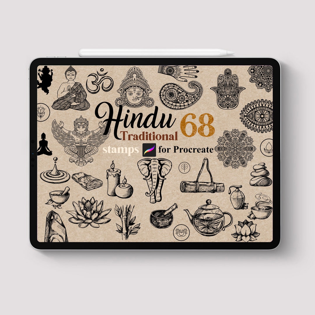 Procreate 68 Hindu Stamps Tattoo Brush Traditional Gods Ornaments ...