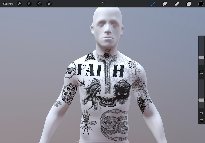 Procreate 3D Object Body Set Model Procreate Tattoo Practice - Etsy