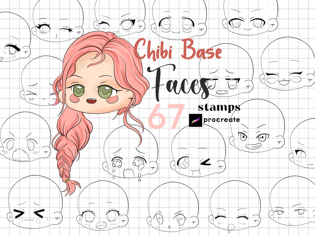Procreate Chibi Faces Stamp Brush Procreate Chibi Base Emotes Manga ...