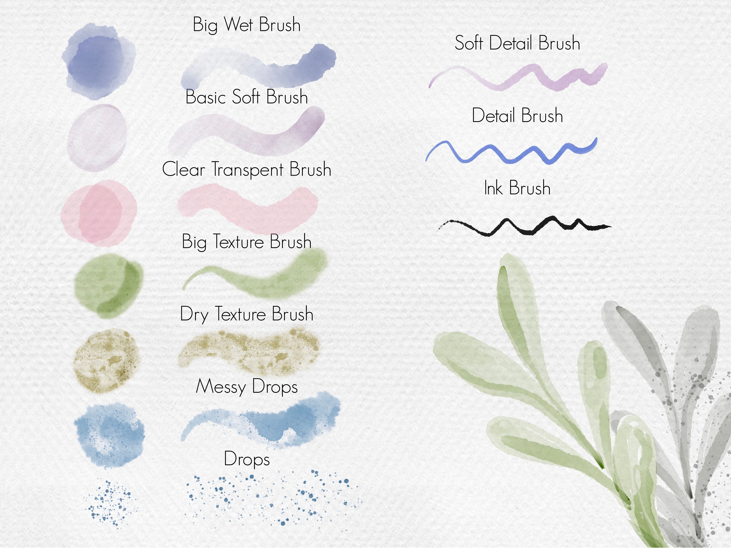 Procreate Watercolor Brush Pack Textured Canvas Paper Set | Etsy