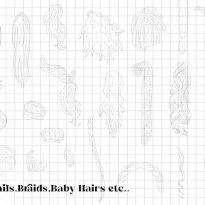 Procreate Hair Style Maker Stamp Brushes 130 Procreate Anime Hair ...