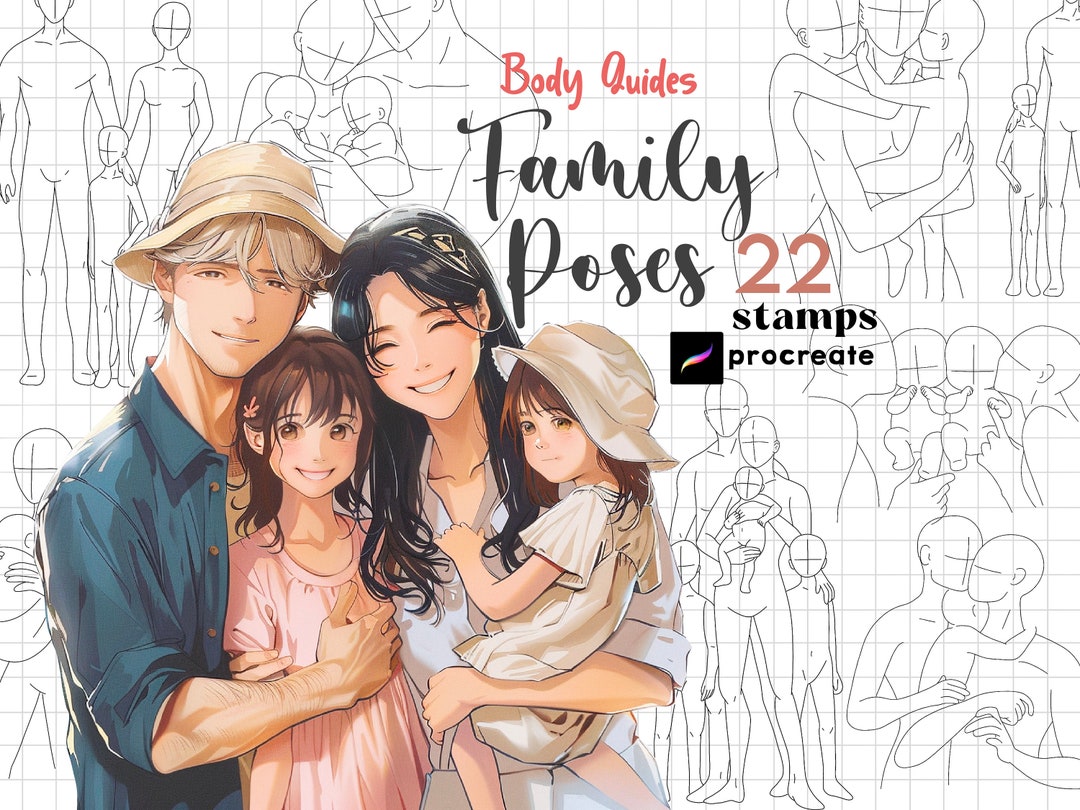Procreate Anime Family Poses 22 Procreate Family Guides Anime Body ...