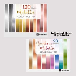 Procreate Metallic Color Palette : 210 Swatch Gold Rose Silver Copper ...