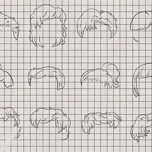 Procreate Chibi Boy Hair Stamp Brushes 50 Chibi Hair Brushes Procreate ...