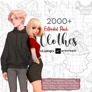 Procreate Clothes Stamps : Anime Clothing Manga Outfit Cloth Guide ...