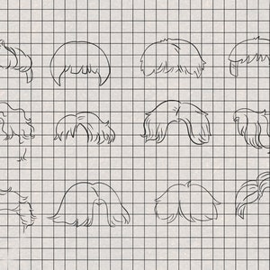 Procreate Chibi Boy Hair Stamp Brushes 50 Chibi Hair Brushes Procreate ...