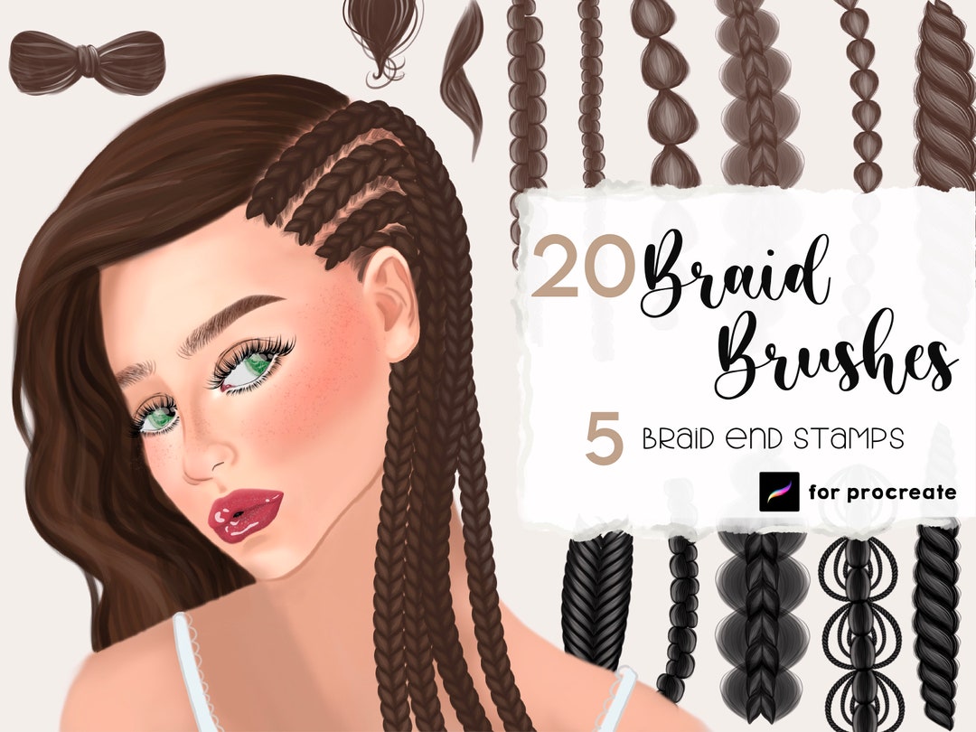 Procreate Hair Braid Brushes Procreate Portrait Hair Styles Anime ...