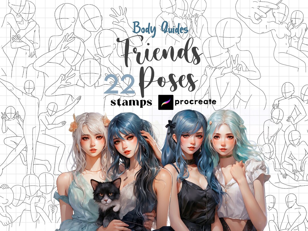 Procreate Anime Pose Procreate Friends Body Guides Procreate Character ...