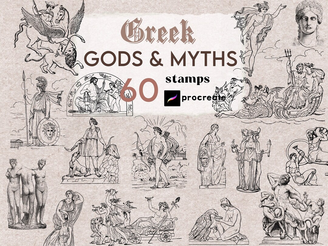 Procreate 60 Mythology Stamps Tattoo Brush Greek Gods Myths Sculpture ...