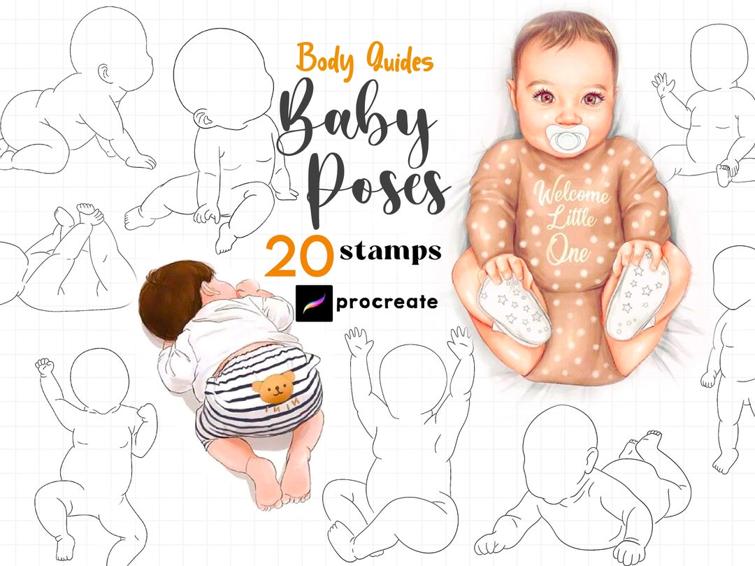 Procreate Baby Pose Stamp Brush 20 Procreate Baby Body Guides Baby ...