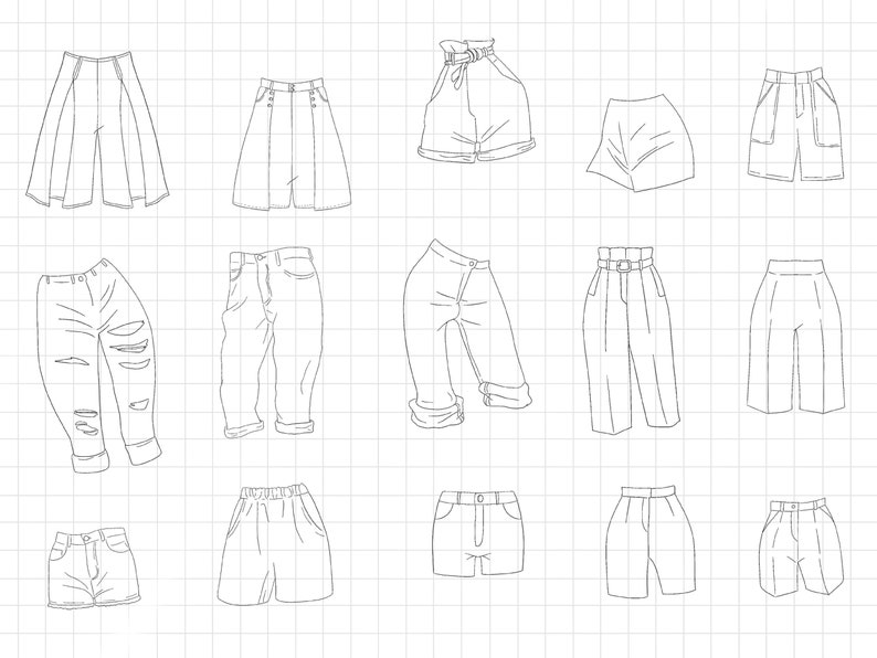 Procreate Shorts Stamps Brushes 45 Anime Clothes Procreate - Etsy