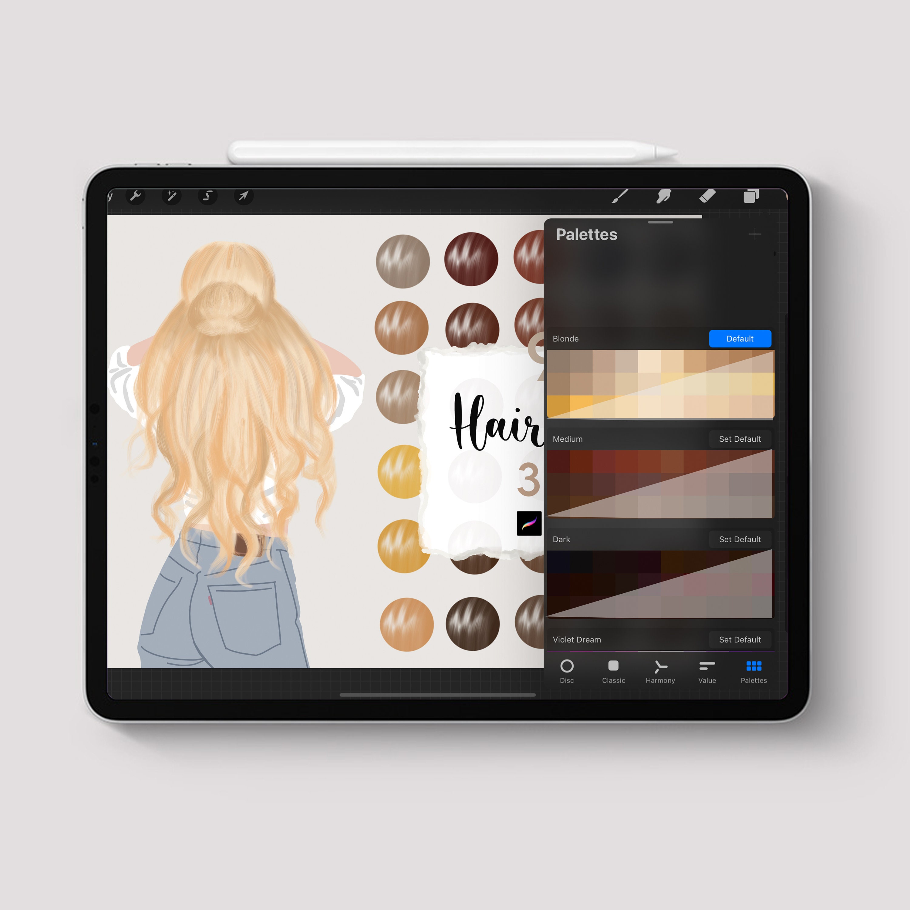 Procreate Palette Hair Color Swatch Portrait Realistic | Etsy